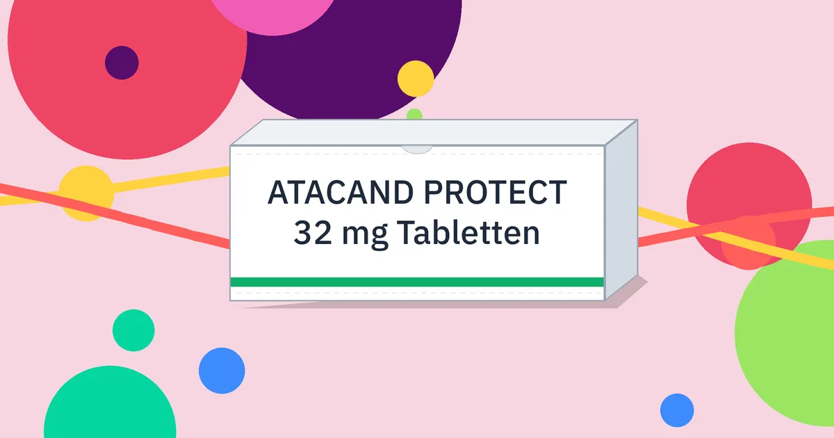 Symbolbild: Packung mit der Aufschrift ATACAND PROTECT 32 mg Tabletten (PZN 02841577) – Verfügbarkeit und Bezug in Apotheken in Frankfurt am Main