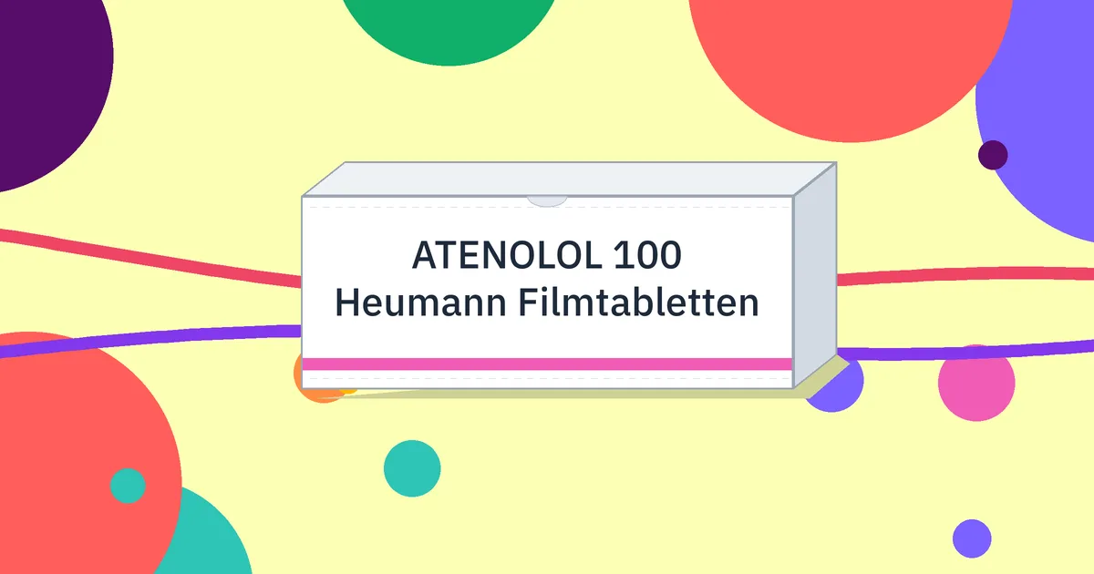 Symbolbild: Packung mit der Aufschrift ATENOLOL 100 Heumann Filmtabletten (PZN 03540642) – Verfügbarkeit und Bezug in Apotheken in Frankfurt am Main