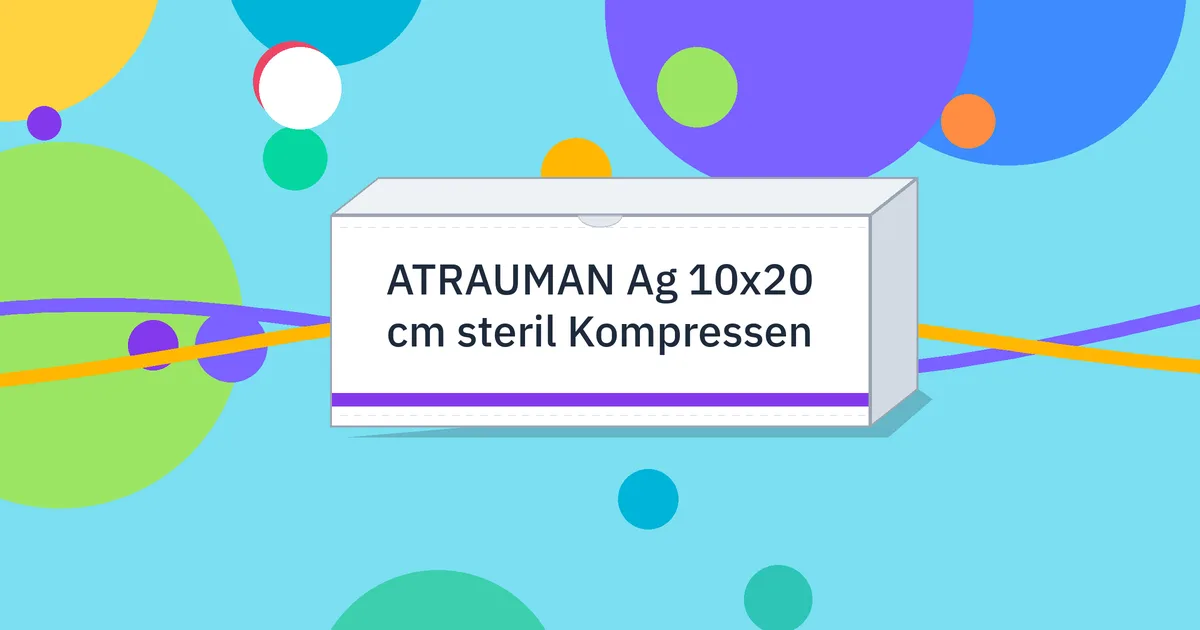 Symbolbild: Packung mit der Aufschrift ATRAUMAN Ag 10x20 cm steril Kompressen (PZN 17163634) – Verfügbarkeit und Bezug in Apotheken in Frankfurt am Main