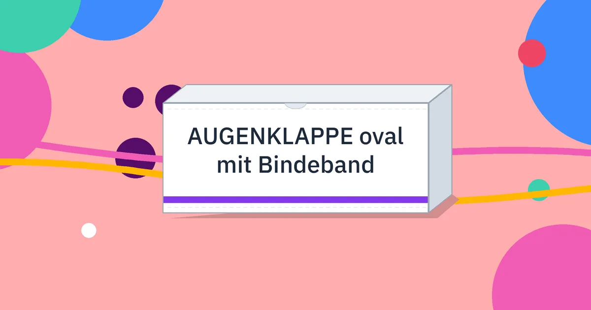 Symbolbild: Packung mit der Aufschrift AUGENKLAPPE oval mit Bindeband (PZN 03159273) – Verfügbarkeit und Bezug in Apotheken in Frankfurt am Main