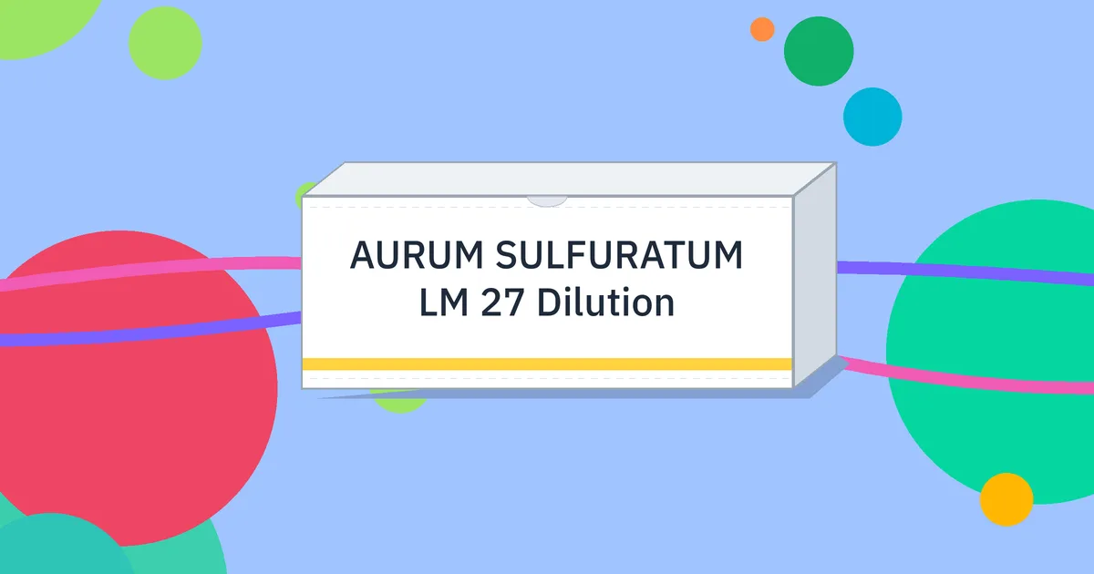 Symbolbild: Packung mit der Aufschrift AURUM SULFURATUM LM 27 Dilution (PZN 12786454) – Verfügbarkeit und Bezug in Apotheken in Frankfurt am Main