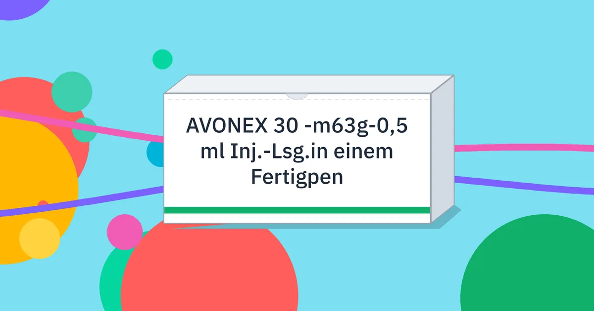 Symbolbild: Packung mit der Aufschrift AVONEX 30 -m63g-0,5 ml Inj.-Lsg.in einem Fertigpen (PZN 11118414) – Verfügbarkeit und Bezug in Apotheken in Frankfurt am Main