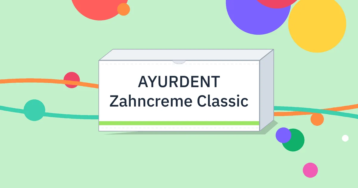 Symbolbild: Packung mit der Aufschrift AYURDENT Zahncreme Classic (PZN 06893134) – Verfügbarkeit und Bezug in Apotheken in Frankfurt am Main