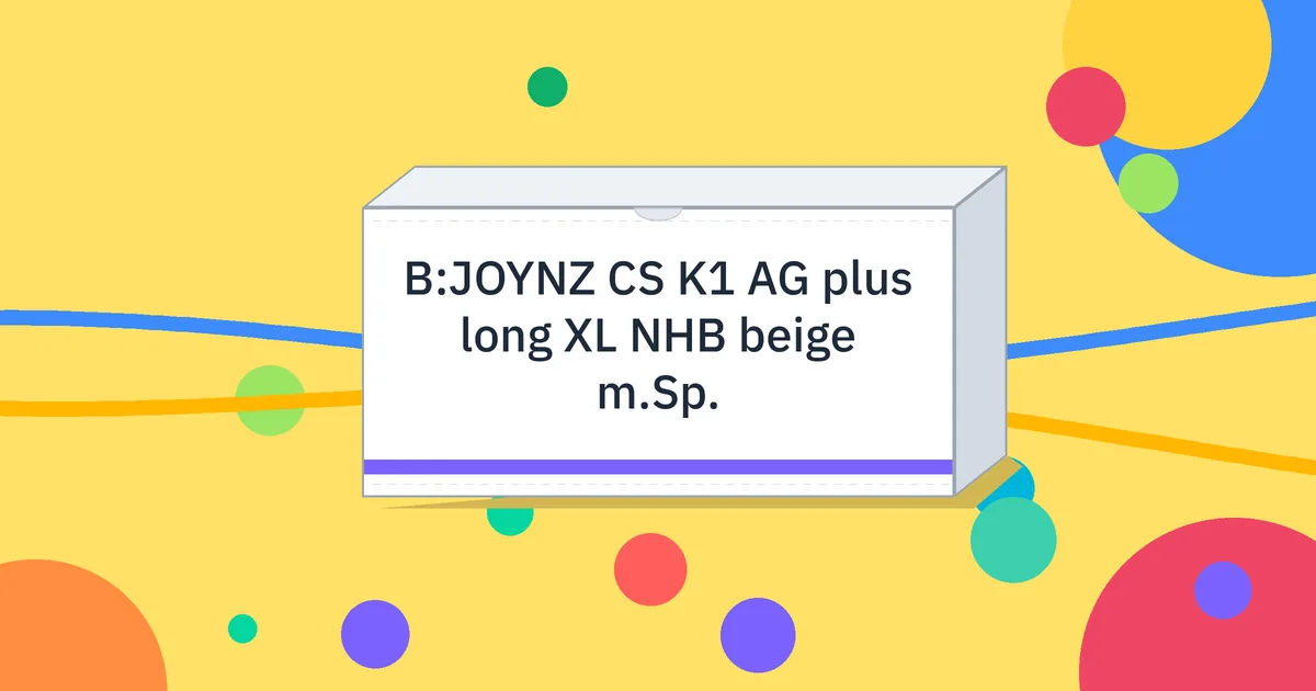 Symbolbild: Packung mit der Aufschrift B:JOYNZ CS K1 AG plus long XL NHB beige m.Sp. (PZN 20534169) – Verfügbarkeit und Bezug in Apotheken in Frankfurt am Main