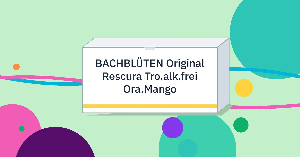 Symbolbild: Packung mit der Aufschrift BACHBLÜTEN Original Rescura Tro.alk.frei Ora.Mango (PZN 19169575) – Verfügbarkeit und Bezug in Apotheken in Frankfurt am Main