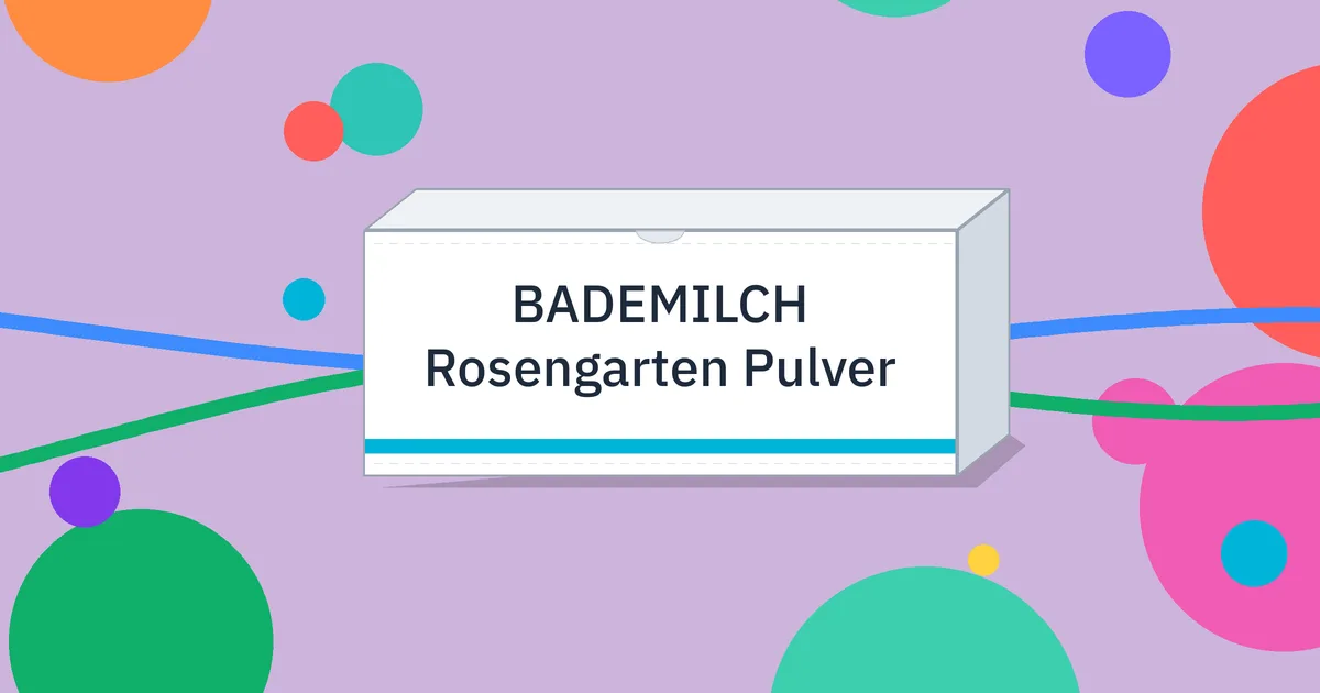 Symbolbild: Packung mit der Aufschrift BADEMILCH Rosengarten Pulver (PZN 09253748) – Verfügbarkeit und Bezug in Apotheken in Frankfurt am Main