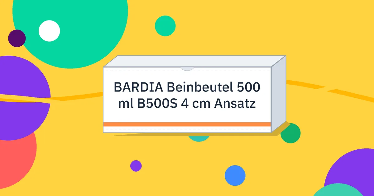 Symbolbild: Packung mit der Aufschrift BARDIA Beinbeutel 500 ml B500S 4 cm Ansatz (PZN 01854046) – Verfügbarkeit und Bezug in Apotheken in Frankfurt am Main