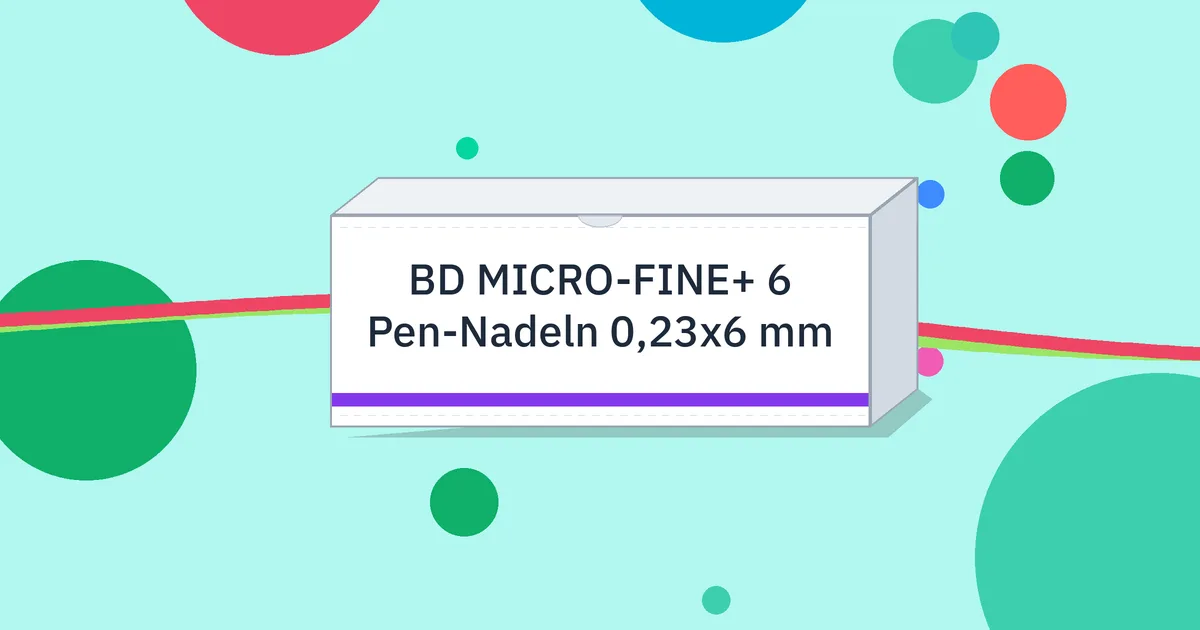 Symbolbild: Packung mit der Aufschrift BD MICRO-FINE+ 6 Pen-Nadeln 0,23x6 mm (PZN 19896499) – Verfügbarkeit und Bezug in Apotheken in Frankfurt am Main