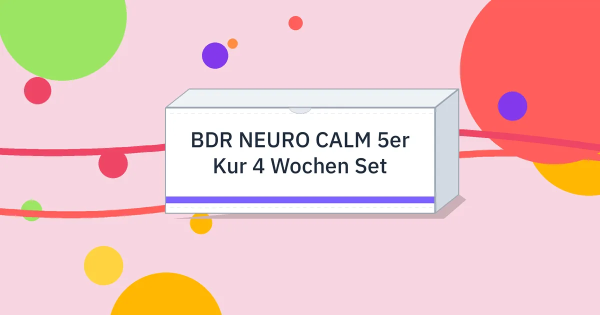 Symbolbild: Packung mit der Aufschrift BDR NEURO CALM 5er Kur 4 Wochen Set (PZN 19457535) – Verfügbarkeit und Bezug in Apotheken in Frankfurt am Main