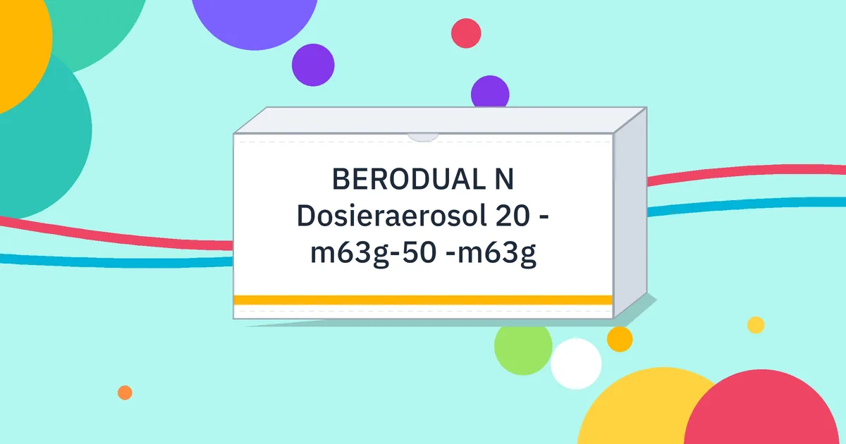 Symbolbild: Packung mit der Aufschrift BERODUAL N Dosieraerosol 20 -m63g-50 -m63g (PZN 17931079) – Verfügbarkeit und Bezug in Apotheken in Frankfurt am Main