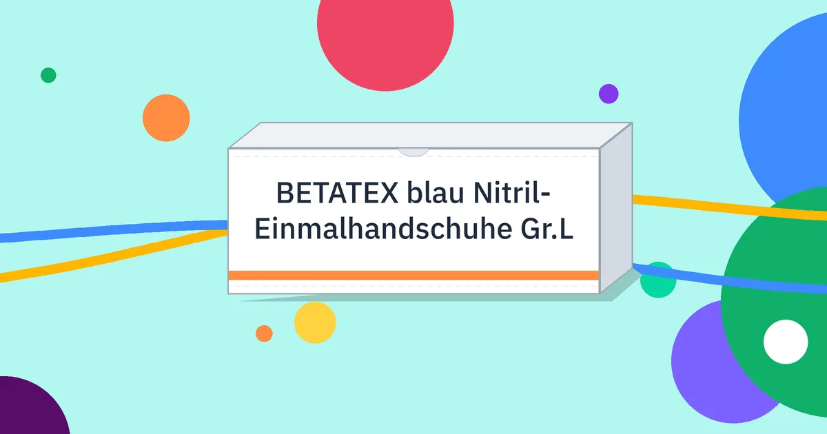 Symbolbild: Packung mit der Aufschrift BETATEX blau Nitril-Einmalhandschuhe Gr.L (PZN 17816958) – Verfügbarkeit und Bezug in Apotheken in Frankfurt am Main