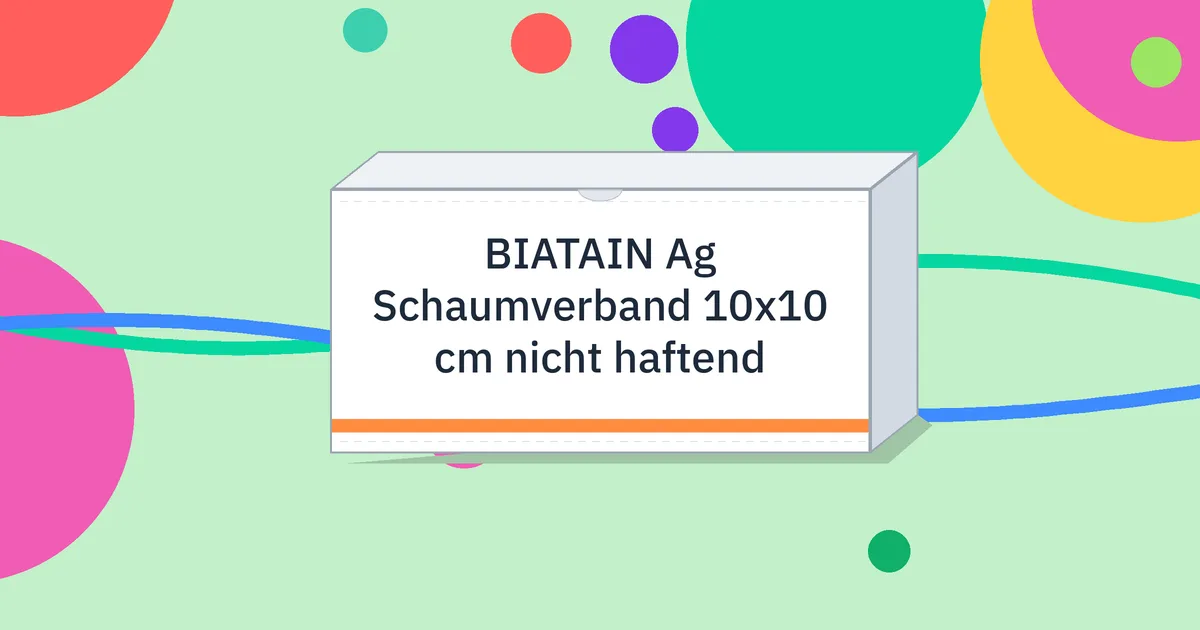 Symbolbild: Packung mit der Aufschrift BIATAIN Ag Schaumverband 10x10 cm nicht haftend (PZN 10089550) – Verfügbarkeit und Bezug in Apotheken in Frankfurt am Main