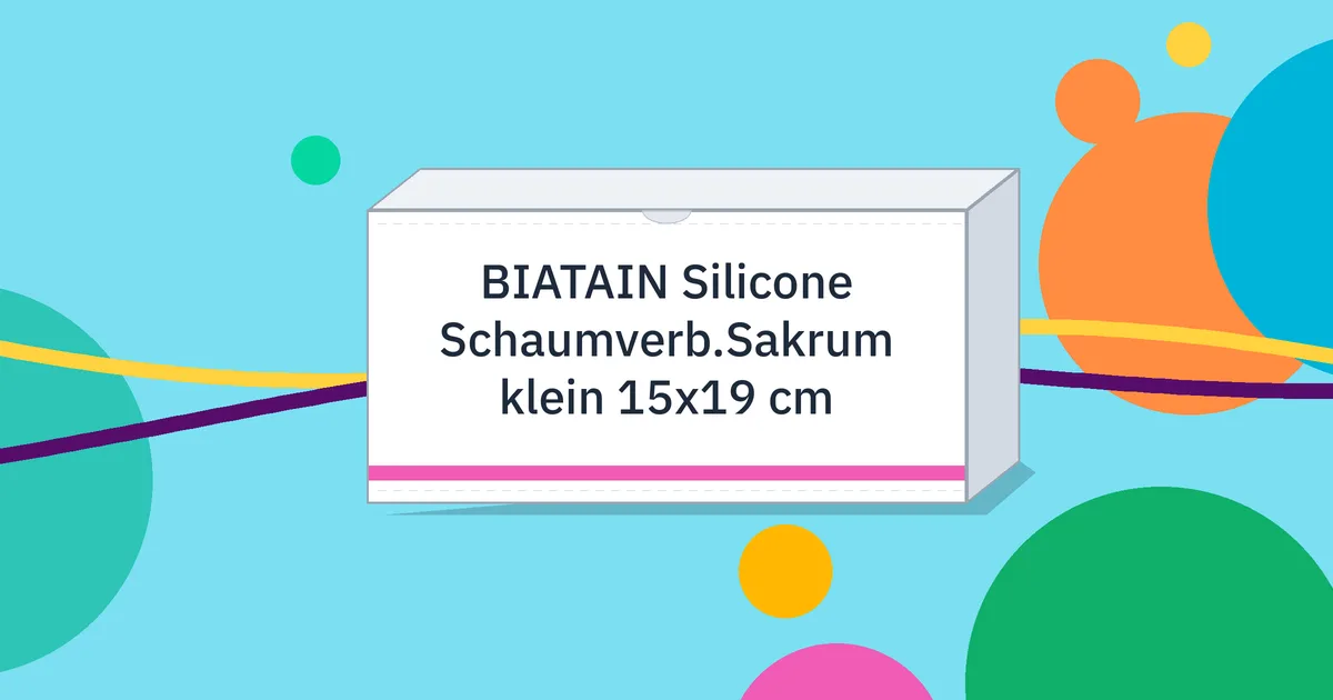 Symbolbild: Packung mit der Aufschrift BIATAIN Silicone Schaumverb.Sakrum klein 15x19 cm (PZN 15783120) – Verfügbarkeit und Bezug in Apotheken in Frankfurt am Main