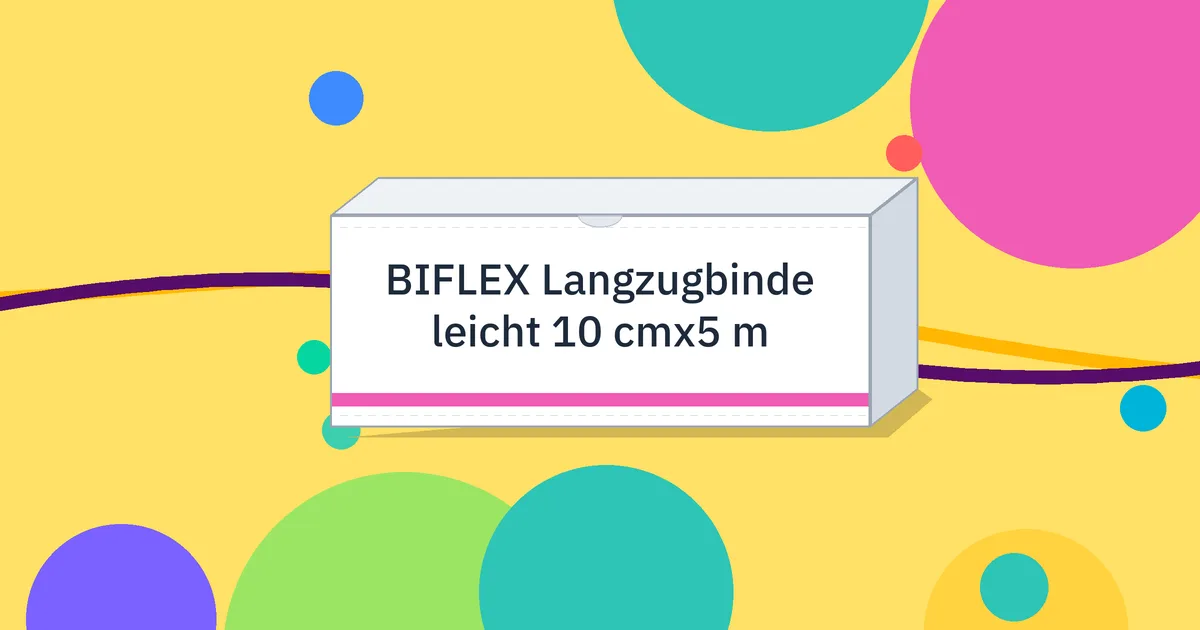 Symbolbild: Packung mit der Aufschrift BIFLEX Langzugbinde leicht 10 cmx5 m (PZN 11862615) – Verfügbarkeit und Bezug in Apotheken in Frankfurt am Main