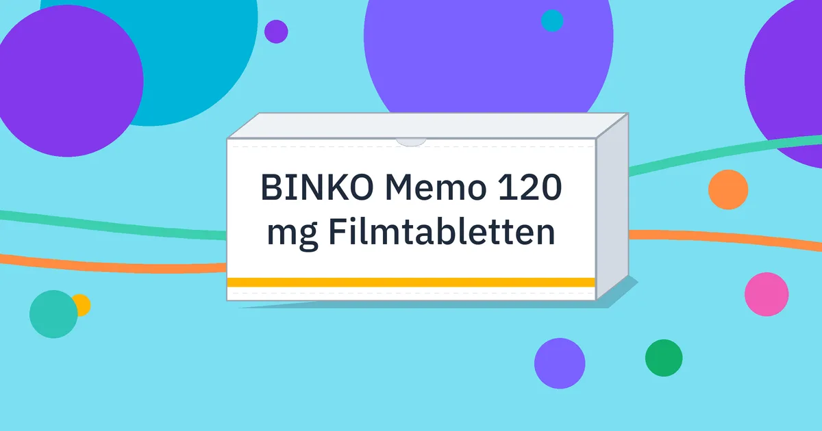Symbolbild: Packung mit der Aufschrift BINKO Memo 120 mg Filmtabletten (PZN 16168894) – Verfügbarkeit und Bezug in Apotheken in Frankfurt am Main