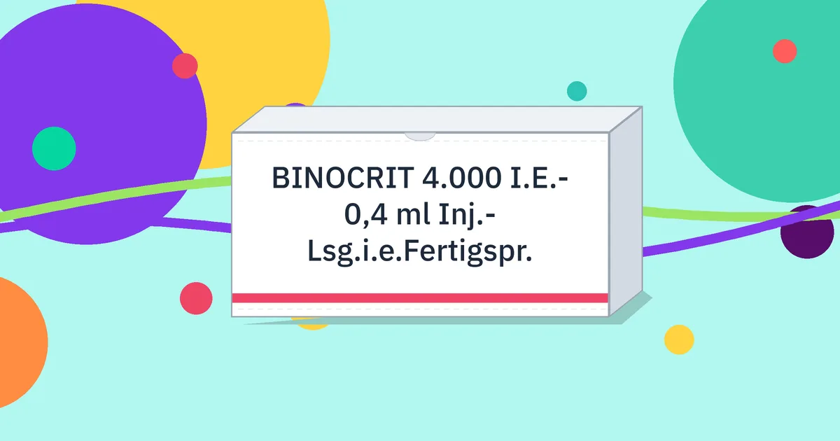 Symbolbild: Packung mit der Aufschrift BINOCRIT 4.000 I.E.-0,4 ml Inj.-Lsg.i.e.Fertigspr. (PZN 07767874) – Verfügbarkeit und Bezug in Apotheken in Frankfurt am Main