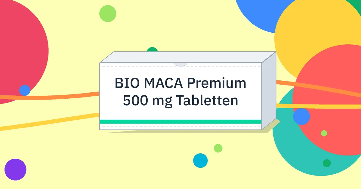 Symbolbild: Packung mit der Aufschrift BIO MACA Premium 500 mg Tabletten (PZN 09464818) – Verfügbarkeit und Bezug in Apotheken in Frankfurt am Main