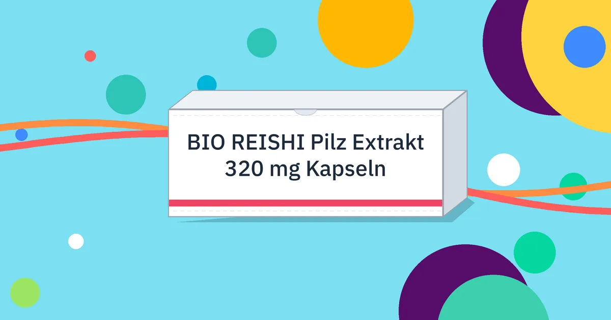 Symbolbild: Packung mit der Aufschrift BIO REISHI Pilz Extrakt 320 mg Kapseln (PZN 09464646) – Verfügbarkeit und Bezug in Apotheken in Frankfurt am Main