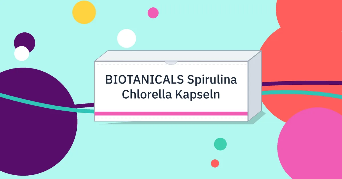 Symbolbild: Packung mit der Aufschrift BIOTANICALS Spirulina Chlorella Kapseln (PZN 16487286) – Verfügbarkeit und Bezug in Apotheken in Frankfurt am Main