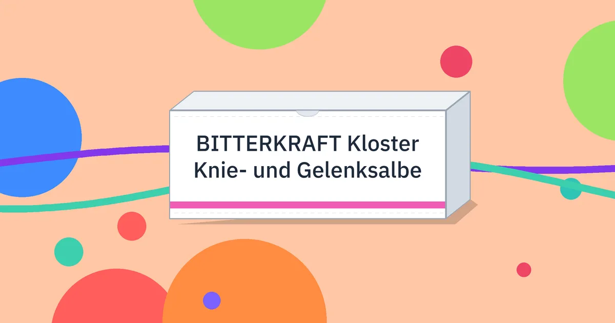 Symbolbild: Packung mit der Aufschrift BITTERKRAFT Kloster Knie- und Gelenksalbe (PZN 19149147) – Verfügbarkeit und Bezug in Apotheken in Frankfurt am Main