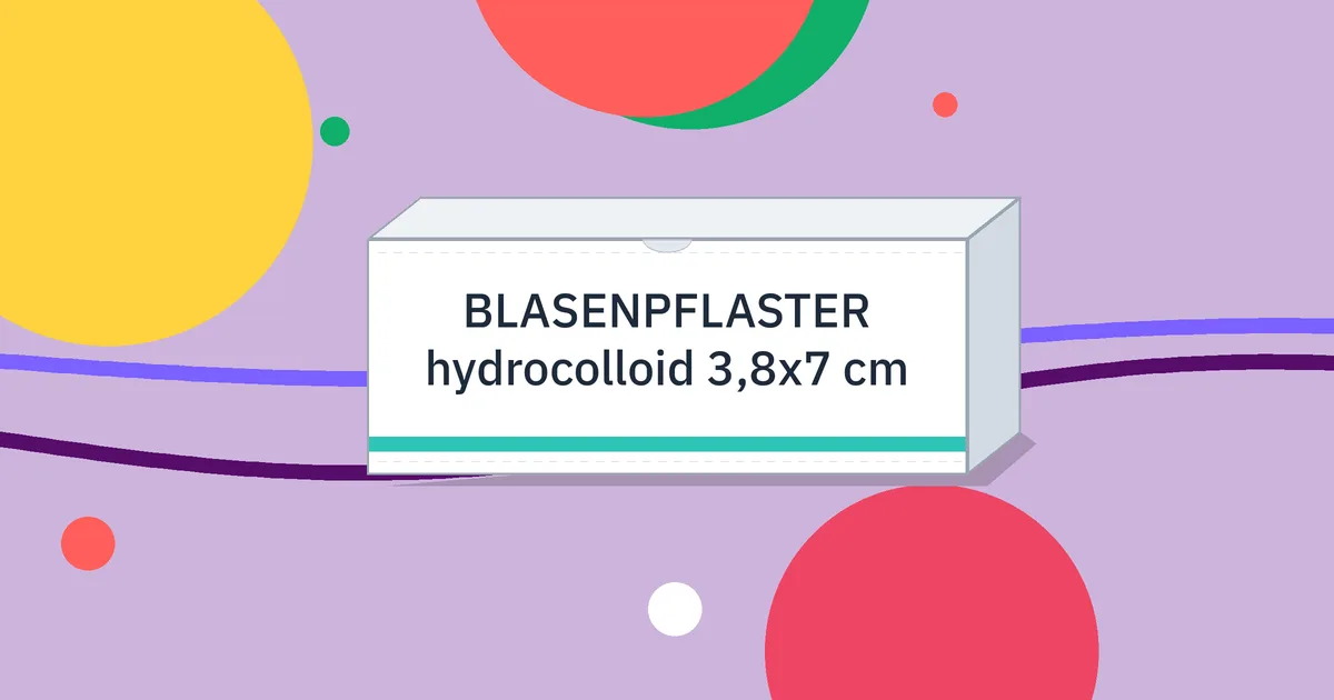 Symbolbild: Packung mit der Aufschrift BLASENPFLASTER hydrocolloid 3,8x7 cm (PZN 07566207) – Verfügbarkeit und Bezug in Apotheken in Frankfurt am Main