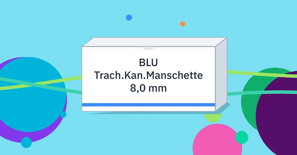 Symbolbild: Packung mit der Aufschrift BLU Trach.Kan.Manschette 8,0 mm (PZN 02150175) – Verfügbarkeit und Bezug in Apotheken in Frankfurt am Main