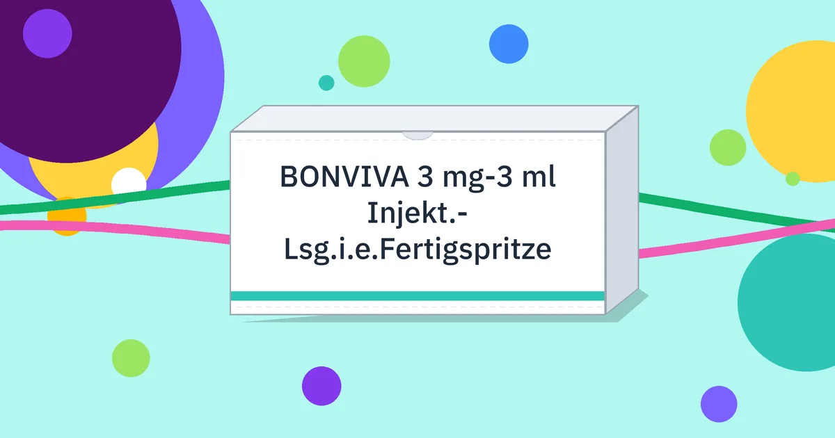 Symbolbild: Packung mit der Aufschrift BONVIVA 3 mg-3 ml Injekt.-Lsg.i.e.Fertigspritze (PZN 16706274) – Verfügbarkeit und Bezug in Apotheken in Frankfurt am Main