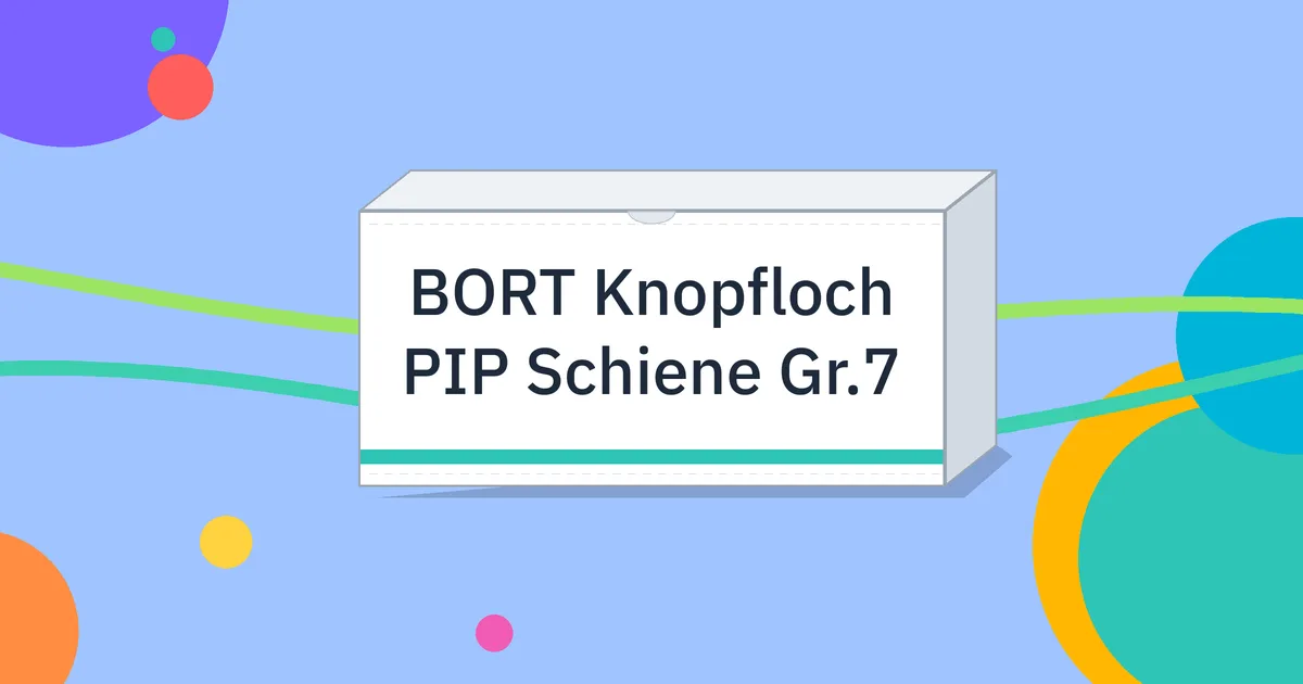 Symbolbild: Packung mit der Aufschrift BORT Knopfloch PIP Schiene Gr.7 (PZN 16847098) – Verfügbarkeit und Bezug in Apotheken in Frankfurt am Main