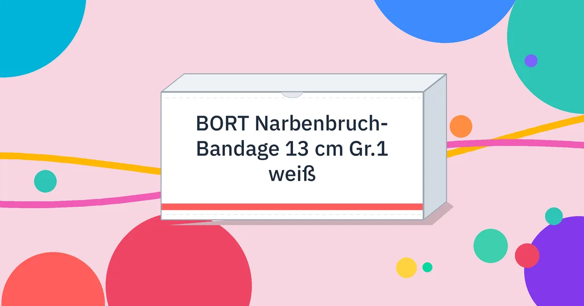 Symbolbild: Packung mit der Aufschrift BORT Narbenbruch-Bandage 13 cm Gr.1 weiß (PZN 09460909) – Verfügbarkeit und Bezug in Apotheken in Frankfurt am Main