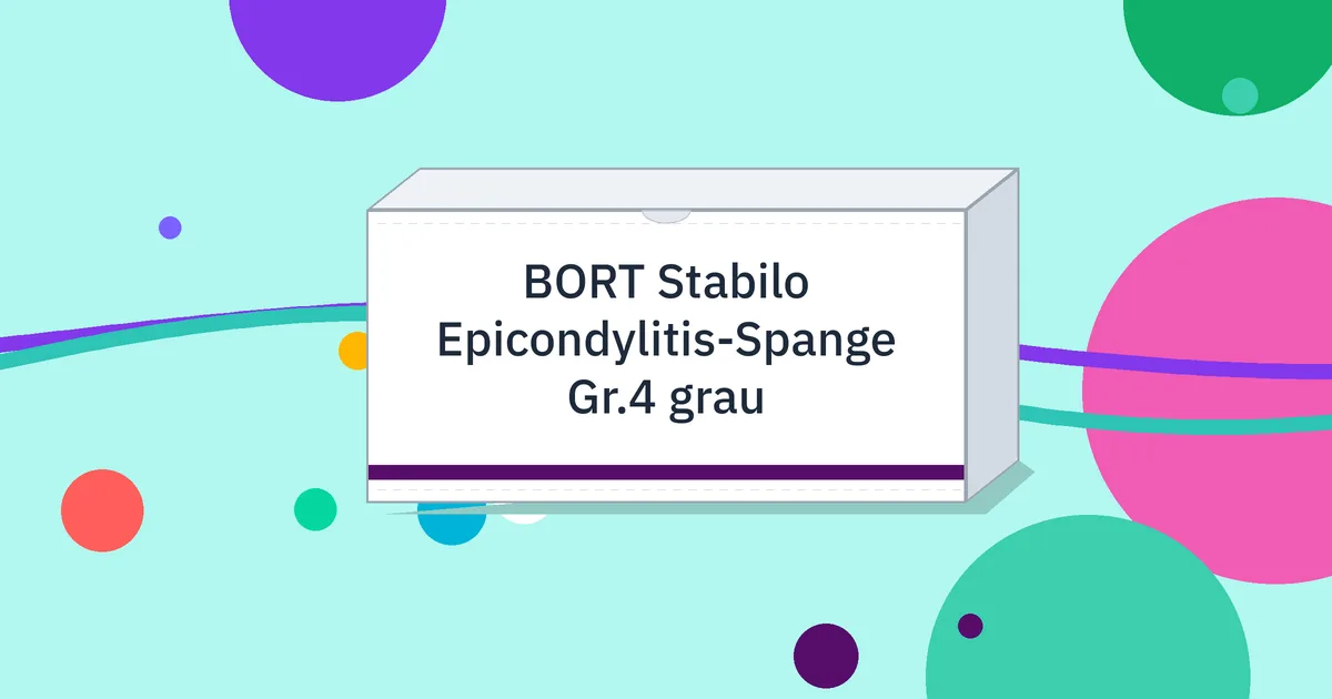 Symbolbild: Packung mit der Aufschrift BORT Stabilo Epicondylitis-Spange Gr.4 grau (PZN 05539956) – Verfügbarkeit und Bezug in Apotheken in Frankfurt am Main
