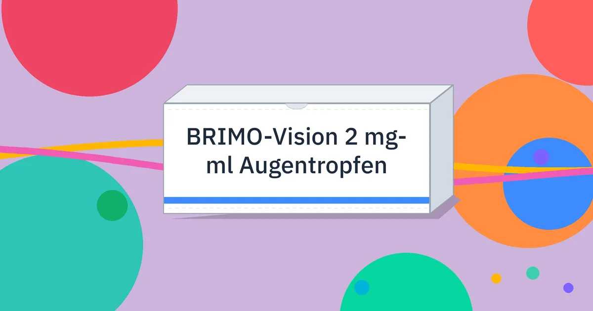 Symbolbild: Packung mit der Aufschrift BRIMO-Vision 2 mg-ml Augentropfen (PZN 02035853) – Verfügbarkeit und Bezug in Apotheken in Frankfurt am Main