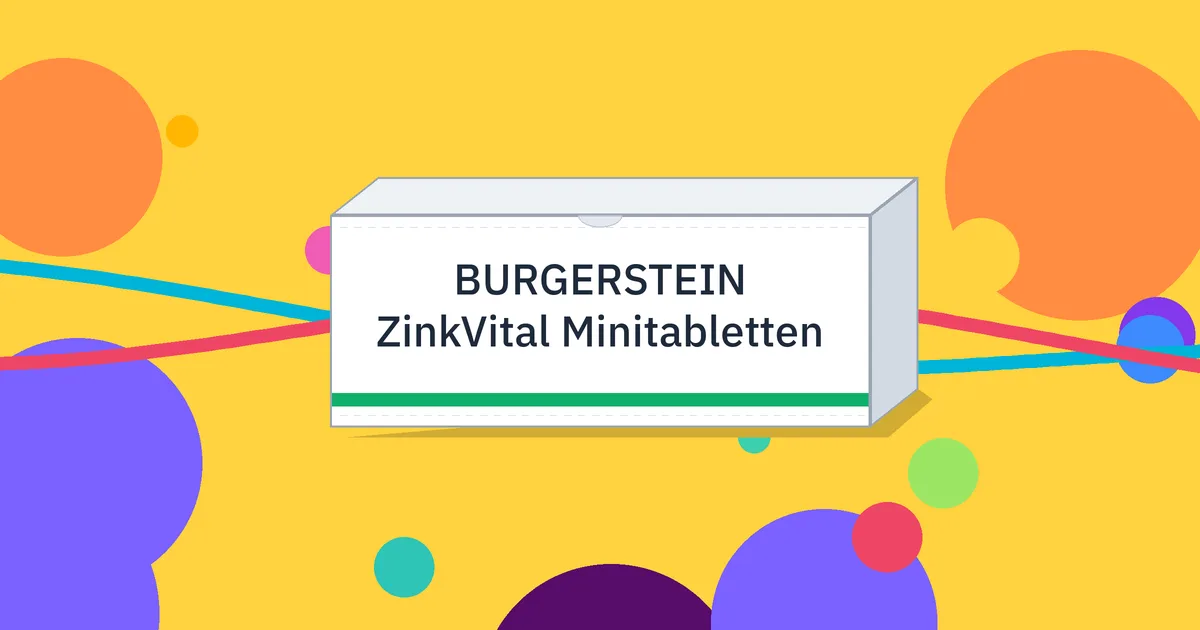 Symbolbild: Packung mit der Aufschrift BURGERSTEIN ZinkVital Minitabletten (PZN 20006111) – Verfügbarkeit und Bezug in Apotheken in Frankfurt am Main