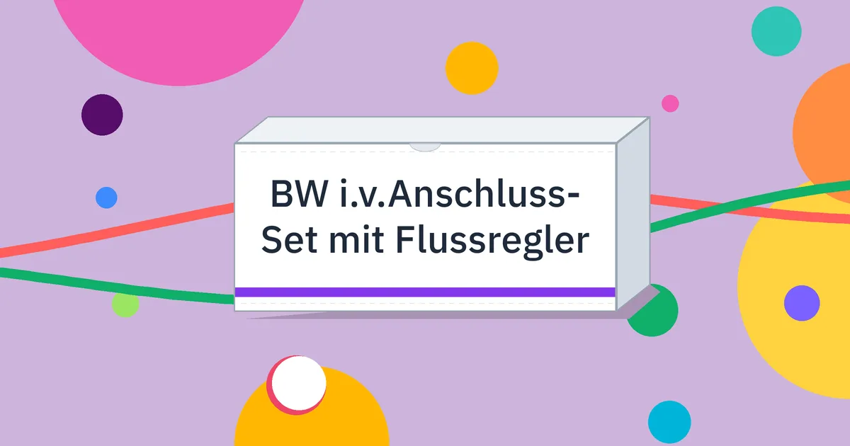 Symbolbild: Packung mit der Aufschrift BW i.v.Anschluss-Set mit Flussregler (PZN 10029275) – Verfügbarkeit und Bezug in Apotheken in Frankfurt am Main