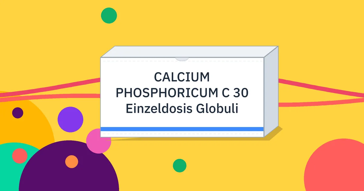 Symbolbild: Packung mit der Aufschrift CALCIUM PHOSPHORICUM C 30 Einzeldosis Globuli (PZN 01543412) – Verfügbarkeit und Bezug in Apotheken in Frankfurt am Main