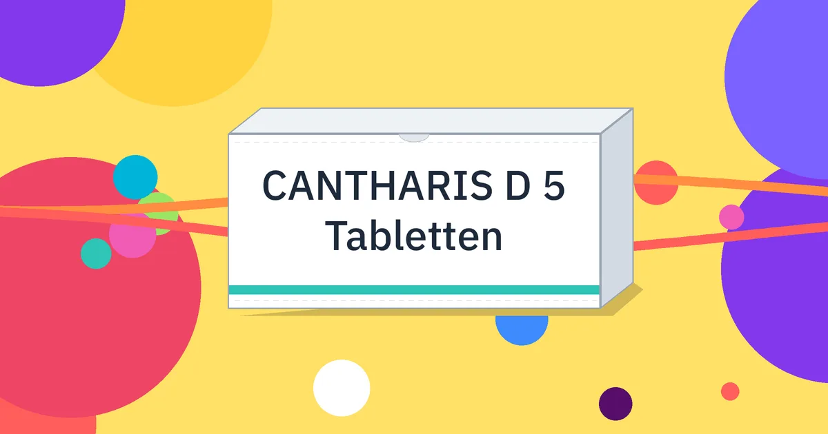 Symbolbild: Packung mit der Aufschrift CANTHARIS D 5 Tabletten (PZN 04210125) – Verfügbarkeit und Bezug in Apotheken in Frankfurt am Main