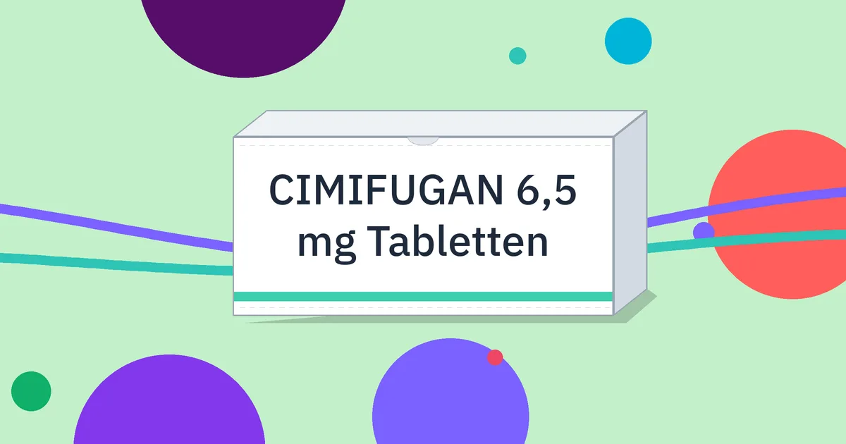 Symbolbild: Packung mit der Aufschrift CIMIFUGAN 6,5 mg Tabletten (PZN 15295449) – Verfügbarkeit und Bezug in Apotheken in Frankfurt am Main