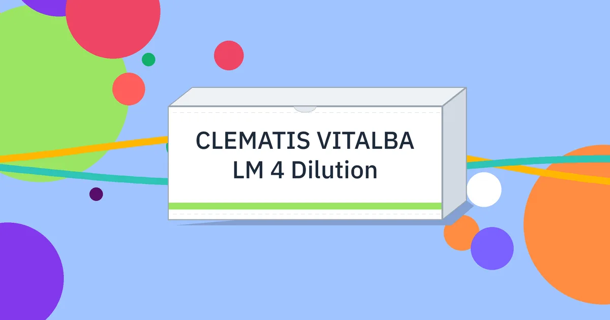 Symbolbild: Packung mit der Aufschrift CLEMATIS VITALBA LM 4 Dilution (PZN 13447263) – Verfügbarkeit und Bezug in Apotheken in Frankfurt am Main