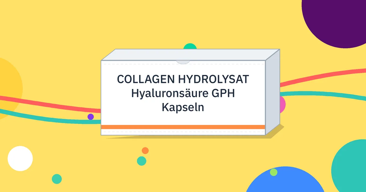 Symbolbild: Packung mit der Aufschrift COLLAGEN HYDROLYSAT Hyaluronsäure GPH Kapseln (PZN 09323880) – Verfügbarkeit und Bezug in Apotheken in Frankfurt am Main