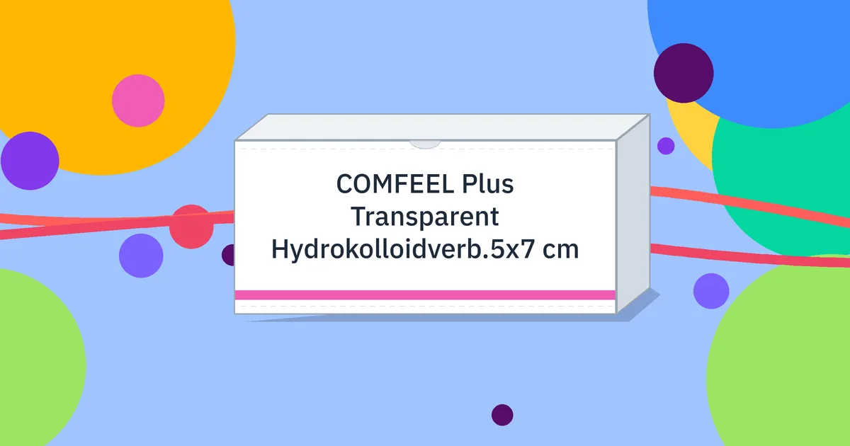 Symbolbild: Packung mit der Aufschrift COMFEEL Plus Transparent Hydrokolloidverb.5x7 cm (PZN 18123335) – Verfügbarkeit und Bezug in Apotheken in Frankfurt am Main