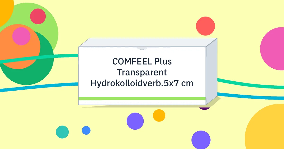 Symbolbild: Packung mit der Aufschrift COMFEEL Plus Transparent Hydrokolloidverb.5x7 cm (PZN 19809514) – Verfügbarkeit und Bezug in Apotheken in Frankfurt am Main
