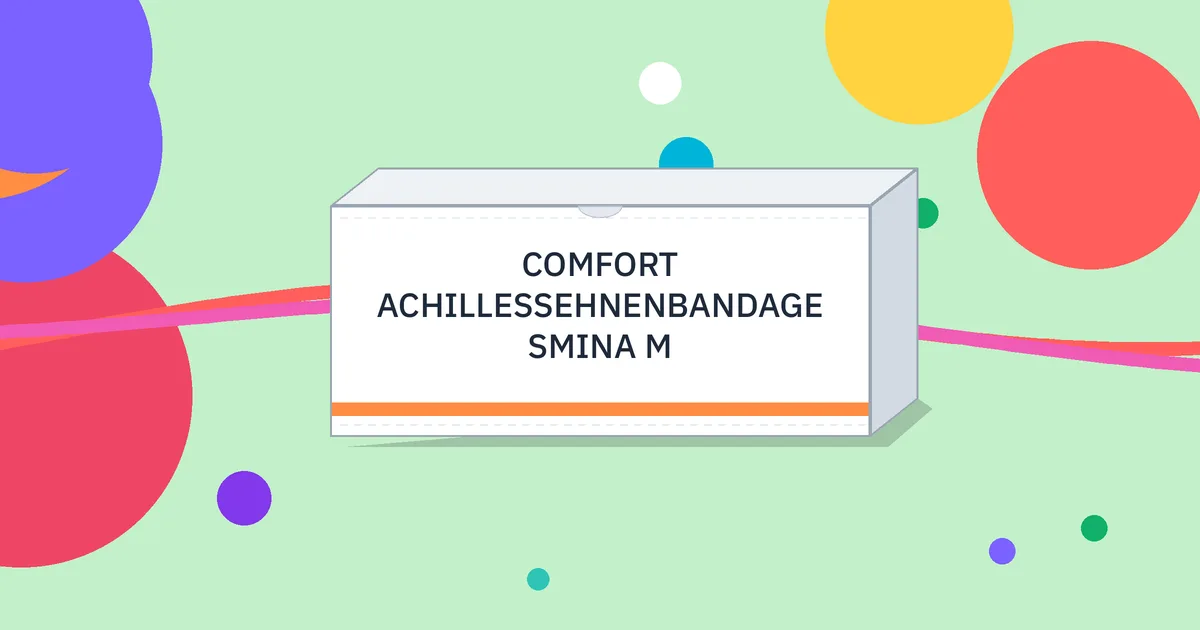 Symbolbild: Packung mit der Aufschrift COMFORT ACHILLESSEHNENBANDAGE SMINA M (PZN 20163135) – Verfügbarkeit und Bezug in Apotheken in Frankfurt am Main