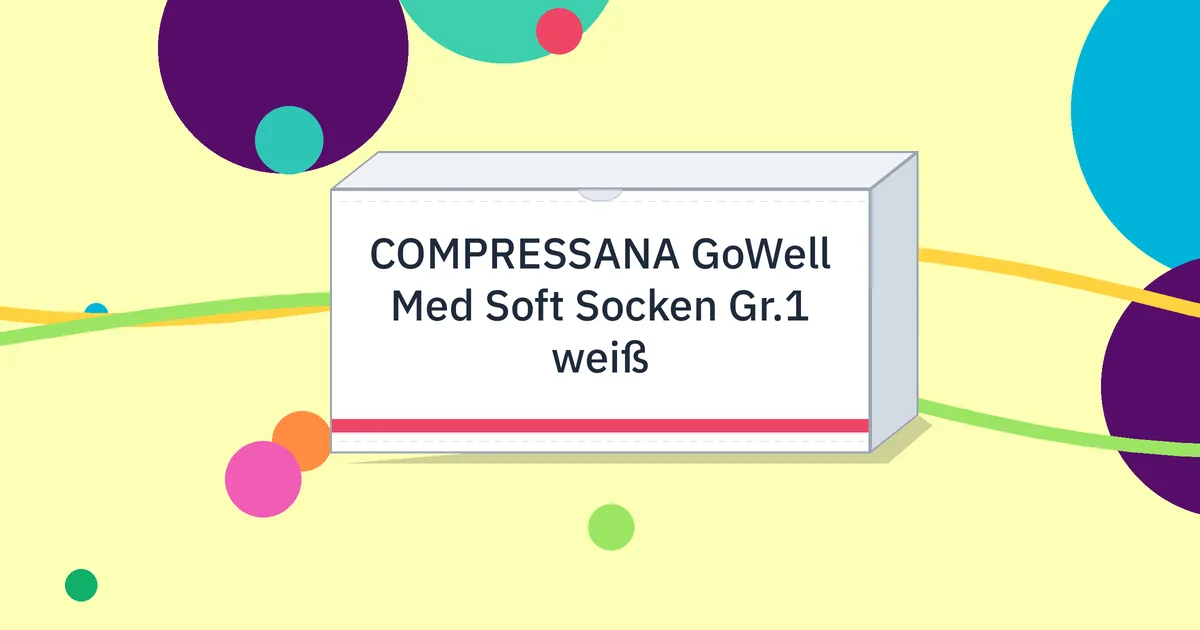 Symbolbild: Packung mit der Aufschrift COMPRESSANA GoWell Med Soft Socken Gr.1 weiß (PZN 05142940) – Verfügbarkeit und Bezug in Apotheken in Frankfurt am Main