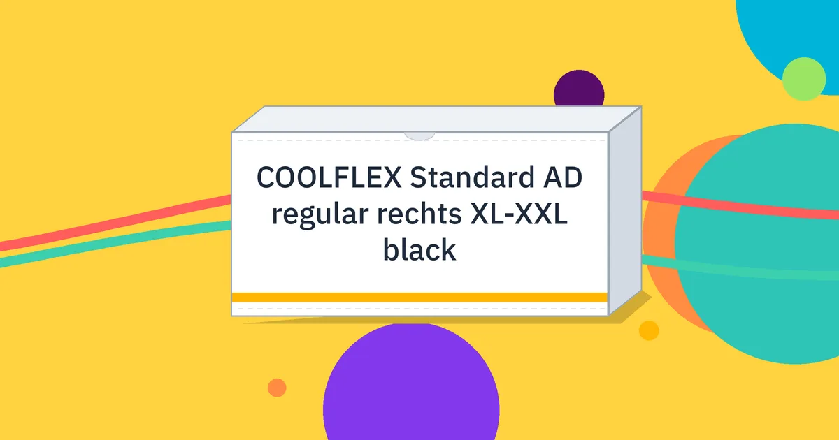 Symbolbild: Packung mit der Aufschrift COOLFLEX Standard AD regular rechts XL-XXL black (PZN 19535206) – Verfügbarkeit und Bezug in Apotheken in Frankfurt am Main