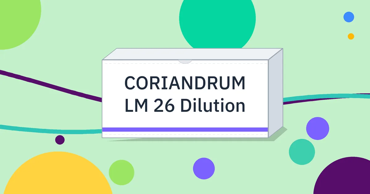 Symbolbild: Packung mit der Aufschrift CORIANDRUM LM 26 Dilution (PZN 12834621) – Verfügbarkeit und Bezug in Apotheken in Frankfurt am Main