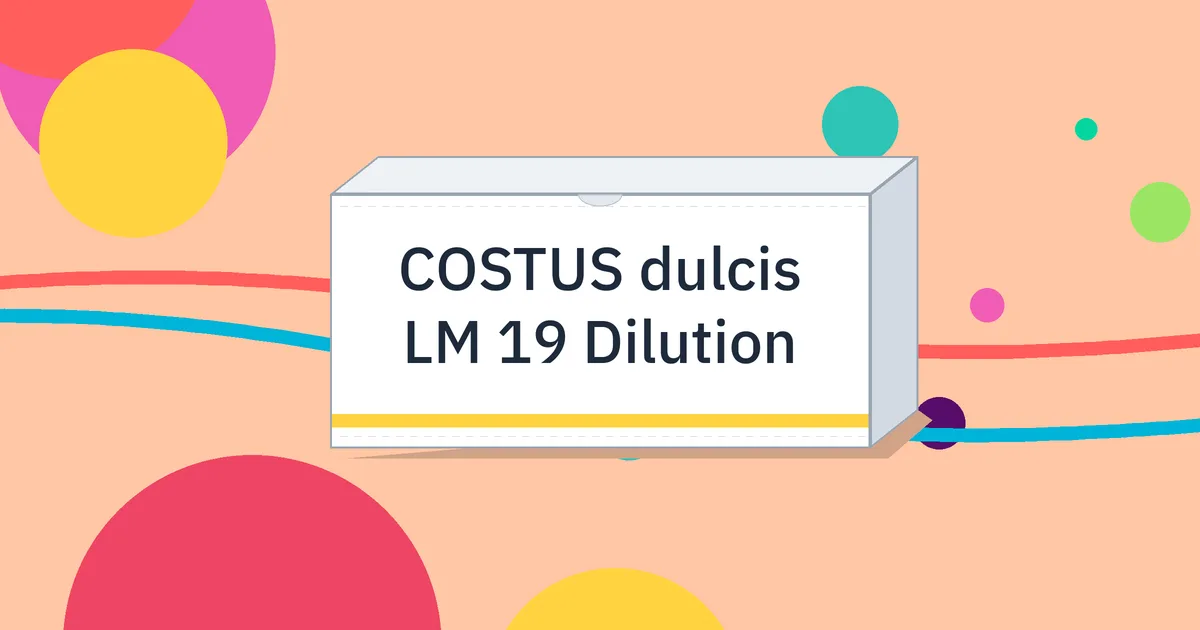 Symbolbild: Packung mit der Aufschrift COSTUS dulcis LM 19 Dilution (PZN 13455009) – Verfügbarkeit und Bezug in Apotheken in Frankfurt am Main