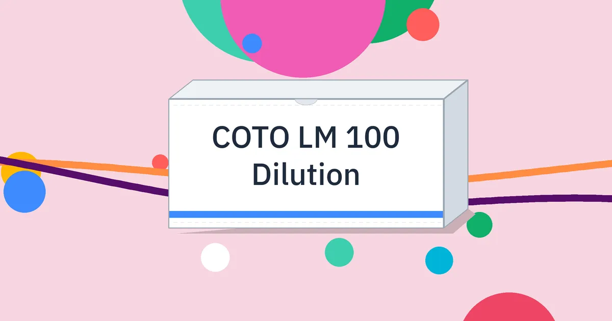 Symbolbild: Packung mit der Aufschrift COTO LM 100 Dilution (PZN 13455630) – Verfügbarkeit und Bezug in Apotheken in Frankfurt am Main