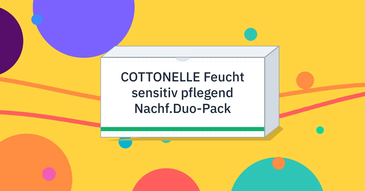 Symbolbild: Packung mit der Aufschrift COTTONELLE Feucht sensitiv pflegend Nachf.Duo-Pack (PZN 16882456) – Verfügbarkeit und Bezug in Apotheken in Frankfurt am Main