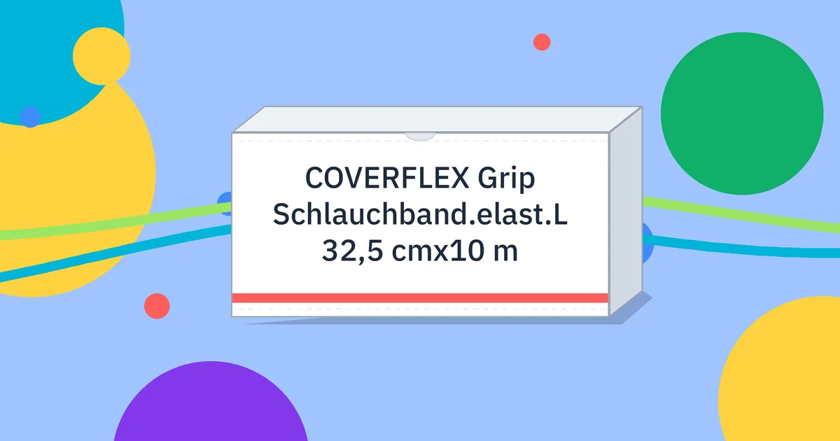 Symbolbild: Packung mit der Aufschrift COVERFLEX Grip Schlauchband.elast.L 32,5 cmx10 m (PZN 13971432) – Verfügbarkeit und Bezug in Apotheken in Frankfurt am Main