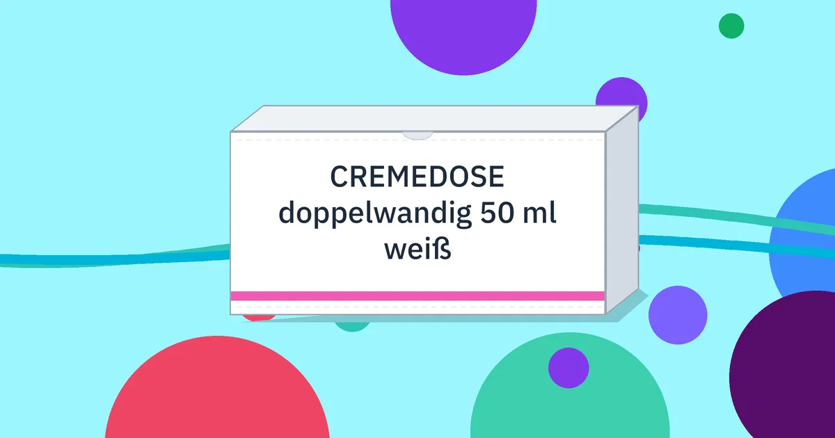 Symbolbild: Packung mit der Aufschrift CREMEDOSE doppelwandig 50 ml weiß (PZN 01382191) – Verfügbarkeit und Bezug in Apotheken in Frankfurt am Main