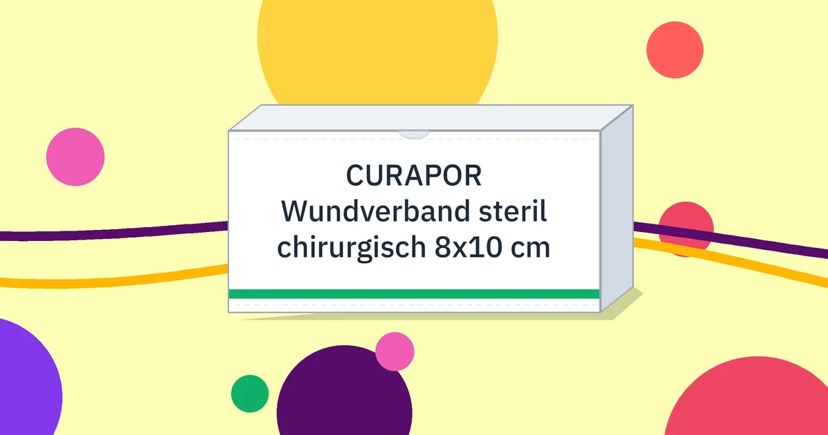Symbolbild: Packung mit der Aufschrift CURAPOR Wundverband steril chirurgisch 8x10 cm (PZN 10412034) – Verfügbarkeit und Bezug in Apotheken in Frankfurt am Main
